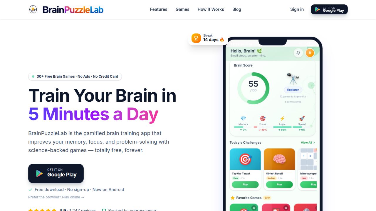 BrainPuzzleLab — Free Brain Training Games | Sudoku, Puzzles, IQ ...